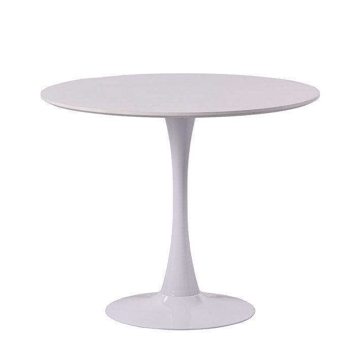 Table d'intérieur - ORLANDO - Ronde 90 cm - MDF effet bois - Base métal ...