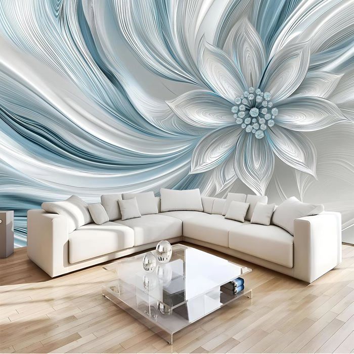 Papier Peint Panoramique 3D Tourbillon De Fleurs 350X250Cm Rayures 3D ...