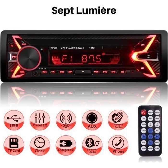 MEKUULA Autoradio Bluetooth 1 Din Poste Radio Voiture 7 Couleurs d eclairage FM AM MP3 SD USB Multimedia Bluetooth Player Cdiscount Auto