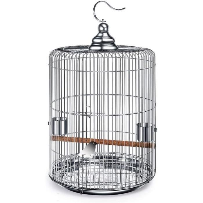 Volière Cage Ronde en métal en Acier Inoxydable Perle Perroquet Cage à ...