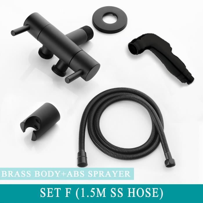 Bidet,Pulvérisateur mural noir mat ABS-acier inoxydable-laiton Shattaff ...