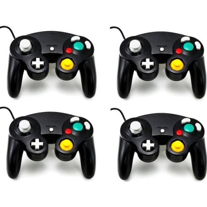 MANETTE JEUX VIDEO Lot de 4 manettes noires vibrantes pour console ...