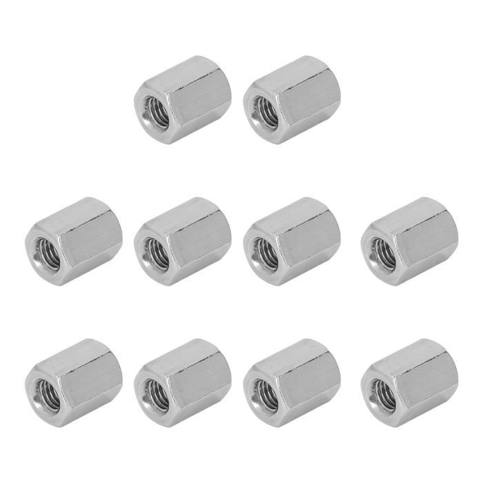 Fdit écrou de connecteur M10 10 pièces écrou d'accouplement hexagonal 304 en acier inoxydable ...