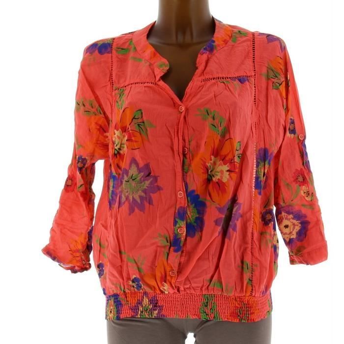 Chemise Tunique Bohème - HIPPIE ... Orange / co... Orange - Cdiscount ...