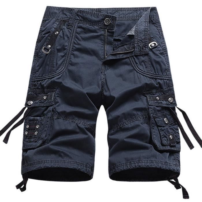 Bermuda Homme 100% Coton Multi-poche Cargo Shorts Homme Été Casual ...