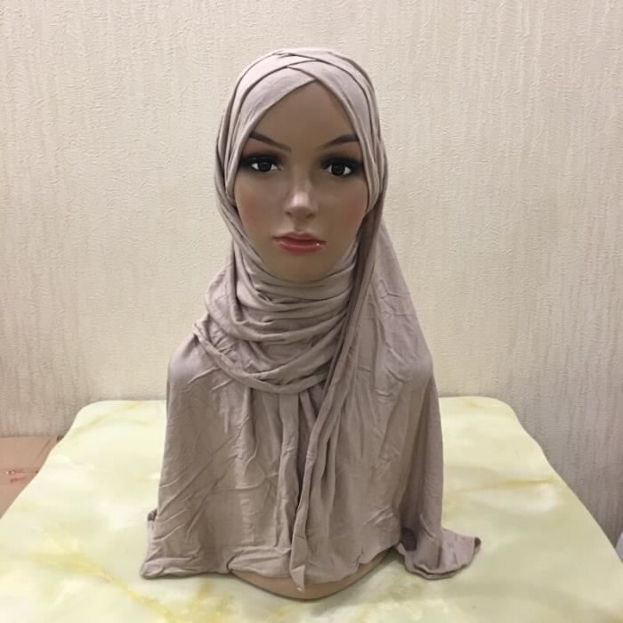 H097 foulard musulman en jersey de coton modal entrecroisé chapeau foulard hijab islamique châle ...