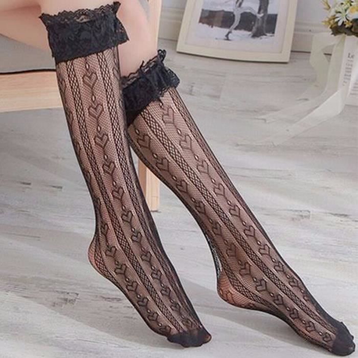 Bas en dentelle noir et blanc pour femmes - Black love - Mis-bas longs ...