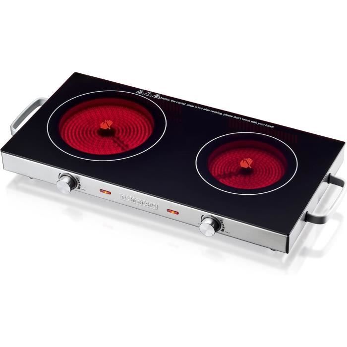 Heinrichs Plaque De Cuisson Infrarouge Vitrocéramique Double Plaque De Cuisson Avec Chaleur ...