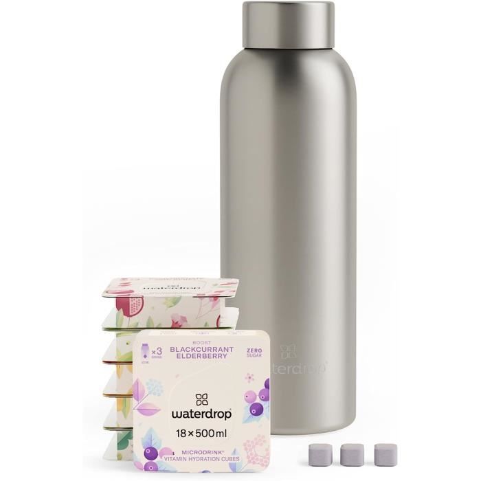 Waterdrop® Coffret Dégustation Inox | 1 Bouteille Isotherme 600 ml + 18 ...
