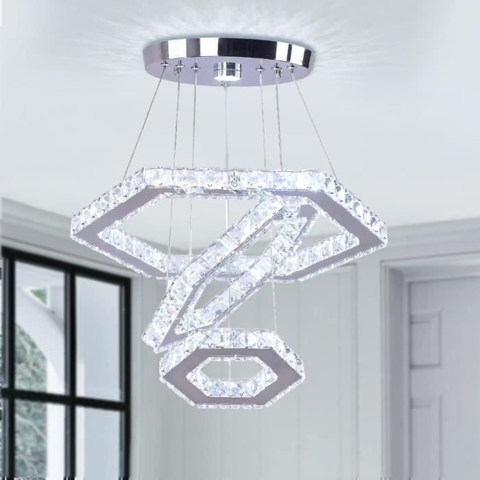 Lustre Led Moderne En Cristal 3 Anneaux Lumière Pendante Lustre ...