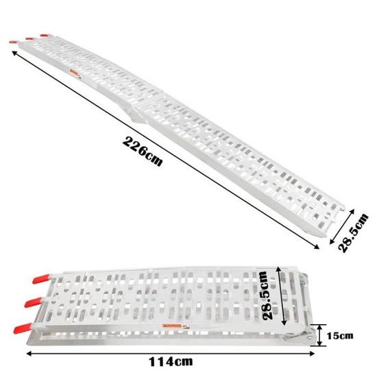 Izrielar Rampe de chargement ALU Rampe d'accès Antidérapant Pliable pour Véhicules à Moto Jusqu ...
