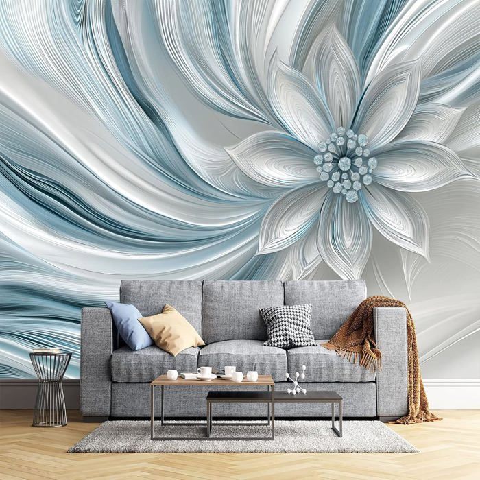Papier Peint Panoramique 3D Tourbillon De Fleurs 350X250Cm Rayures 3D ...