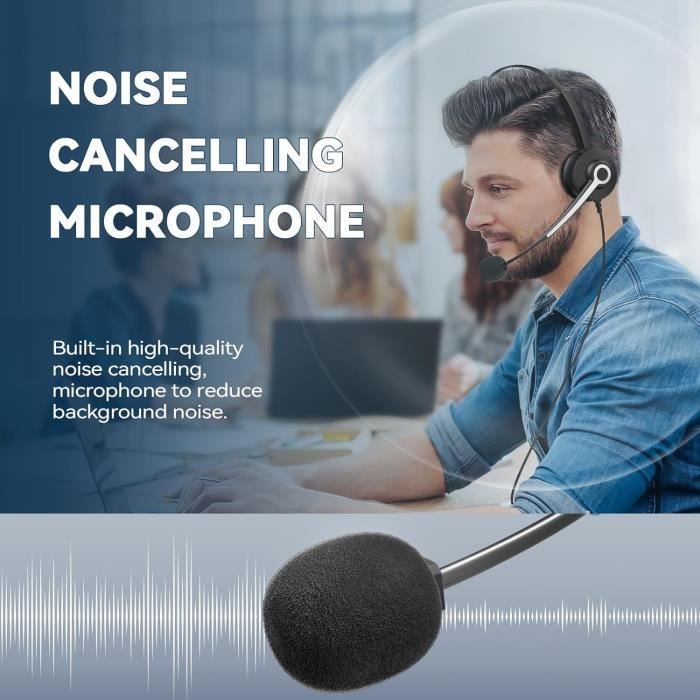 Casque Usb Avec Micro Antibruit Et Commandes En Ligne, Casque Professionnel Uc Pour Skype ...