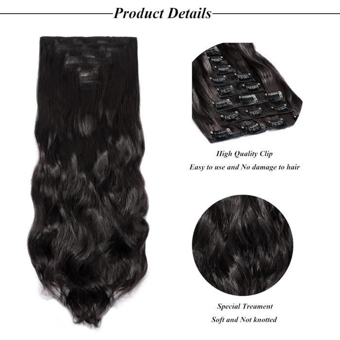 Extension A Clip Cheveux Naturel Ondulé Bouclés Extensions Cheveux ...