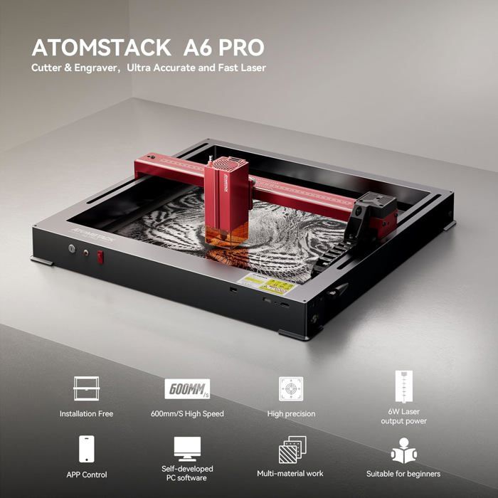 Graveur laser ATOMSTACK A6 Ultra 6W avec boîtiers et caméras B3 ...