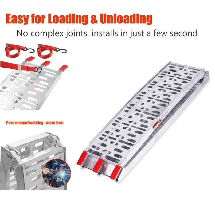 Izrielar Rampe de chargement ALU Rampe d'accès Antidérapant Pliable pour Véhicules à Moto Jusqu ...