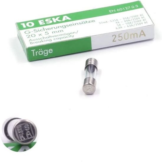 10x Fusible temporisé (T) en verre 250mA - 250VAC 5x20mm41 - Cdiscount ...