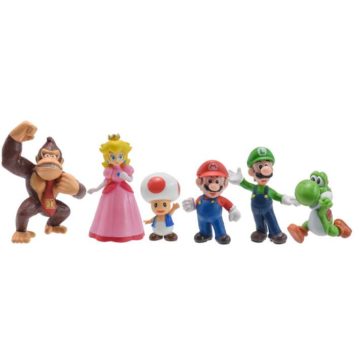 6pc Box Super Bros Peach Toad Luigi Yoshi Donkey Kong Action Figure ...