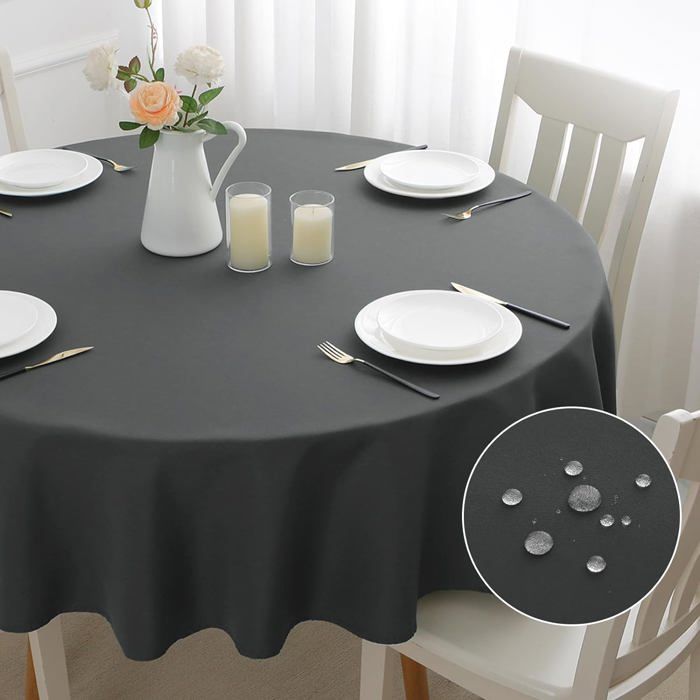 Nappe Table Ronde 200 cm Nappe Anti Taches Nappe Impermable Effet Lin ...