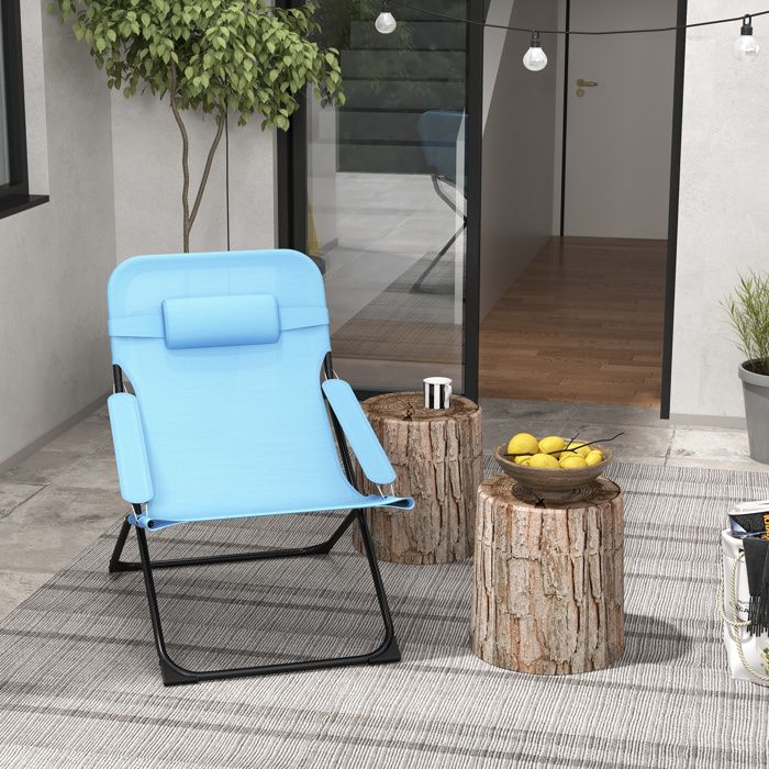 Chaise pliante de jardin - 69 x 91 x 96 cm- Dossier réglable - Cadre en ...