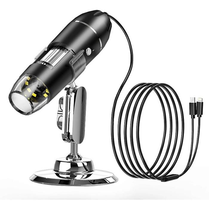 Microscope, grossissement 50-1600X, résolution 1080p, éclairage LED ...