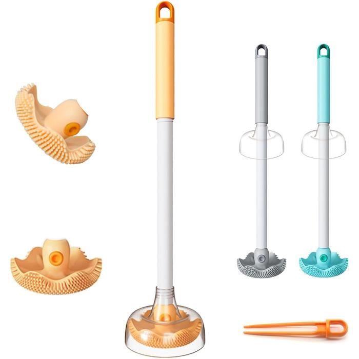 Brosse Wc Silicone Plate- Brosse Toilette Et Supports, Anti-Goutte, Antibactérienne, Balayette ...