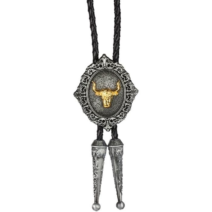 Bolo Cravate Vintage Cowboy Cravate Cuir Western Indien Collier ...