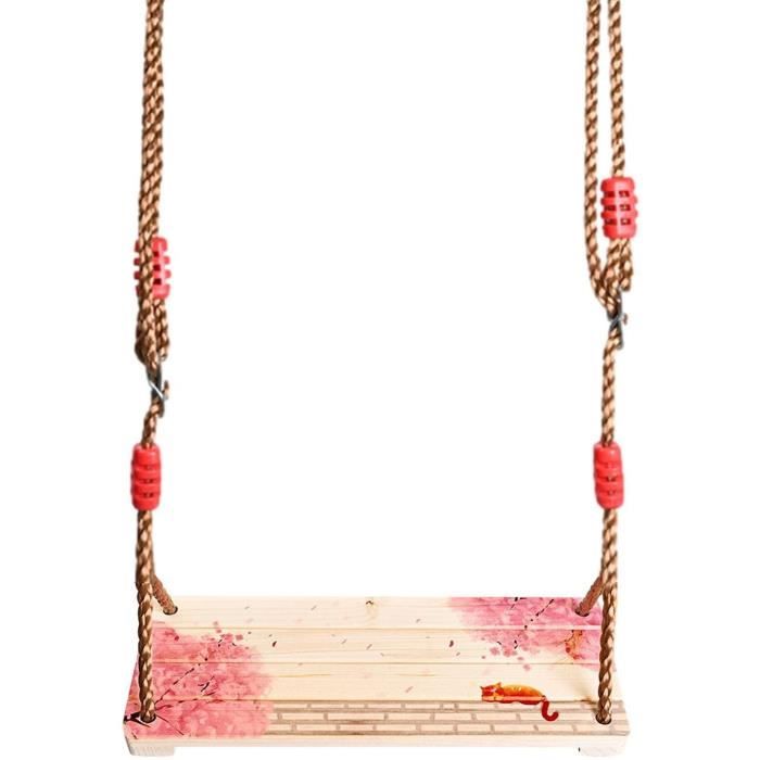 Balançoire en bois arbre suspendu balançoires siège corde de chanvre ...