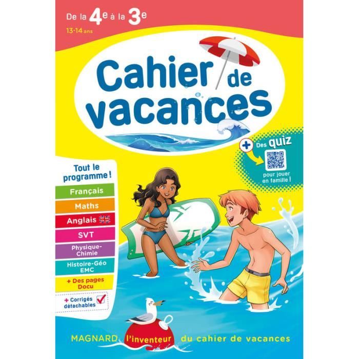 Cahier de vacances 2023, de la 4e vers la 3e - Cdiscount Librairie