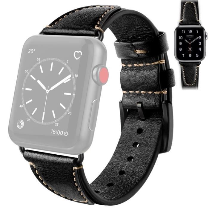 Bande De Montre CUIR DE VOYAGE POUR Apple Watch Series 7 41MM-Série 6-5 ...