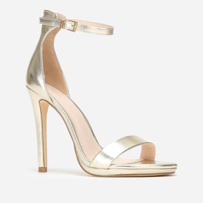 Sandales dorées à talon haut aiguille Jaune - Cdiscount Chaussures
