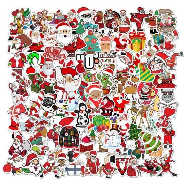 STICKERS DE NOEL Lot de 100 autocollants Stickers de Noël PVC Étanche ...