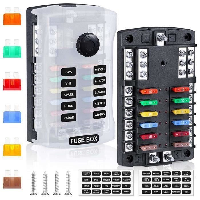300A 12 Way Fuse Block Fuse Box with LED Indicator for 12V-24V Car ...