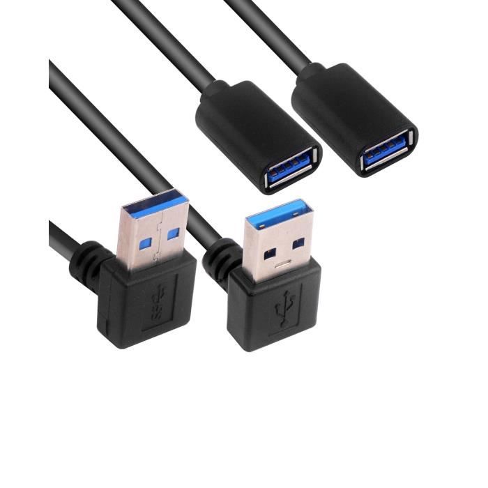 Câble D'Extension Usb 3.0 Haut+Bas Angled Rallonge Usb 3.0 Type A Mâle ...