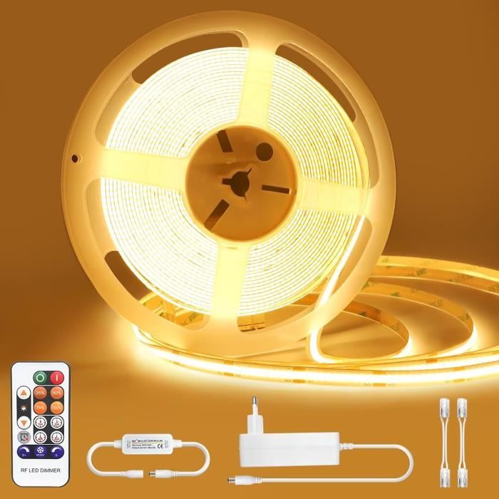 Ruban Led Blanc Chaud 10M, Bande Led Cob Dc24V Avec Alimentation Et ...