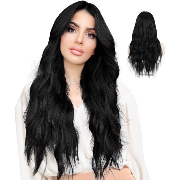 TEHIYOL Perruque Lace Front Noire - Perruque Longue Bouclée Noire pour ...