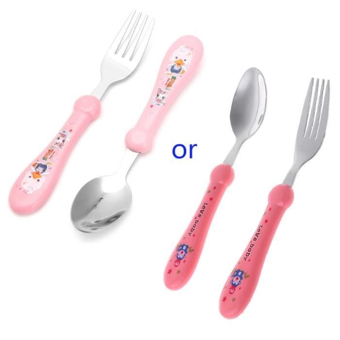 COUVERTS BEBE,Rouge--Ensemble de cuillères et fourchettes en acier ...