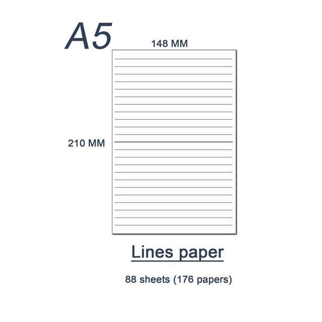 CAHIER,A5 Lines--Carnet de notes A5 A6 B6, Pages intérieures, lignes ...