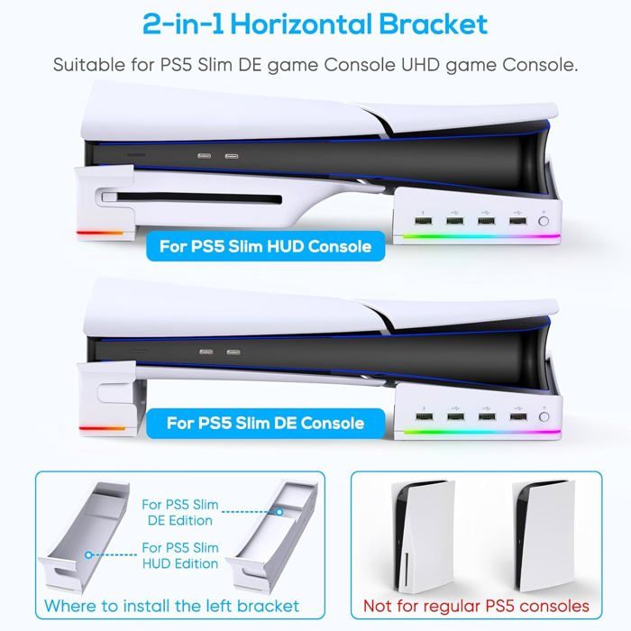 Support horizontal pour Playstation 5 Slim Disc&Digital Edition,avec ...