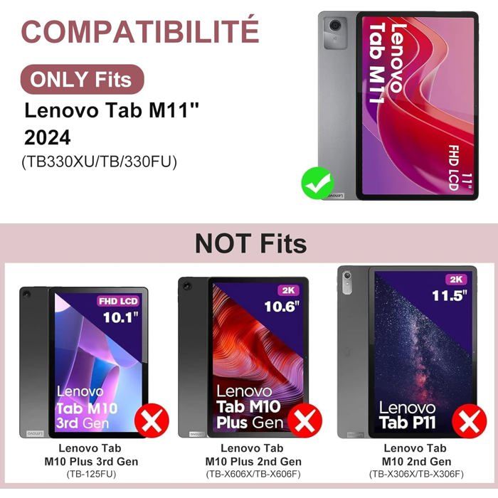 Etui Clavier - 1GOLD - Lenovo Tab M11 11" 2024 - Bluetooth - Magnétique ...