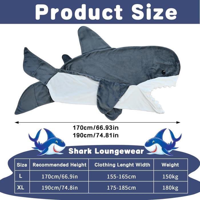 Couverture Requin Adulte, Couverture De Requin À Capuche, Flanelle ...