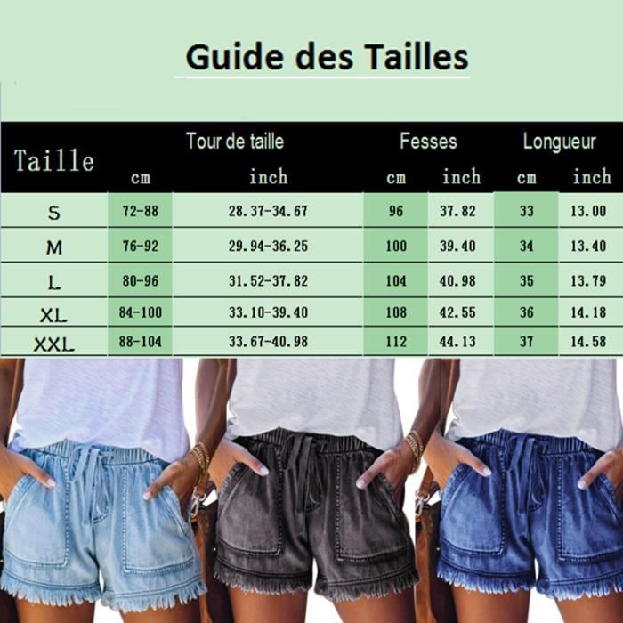 Short Femme,Taille Haute Short Femme En Jean avec Grande Poche, Taille ...