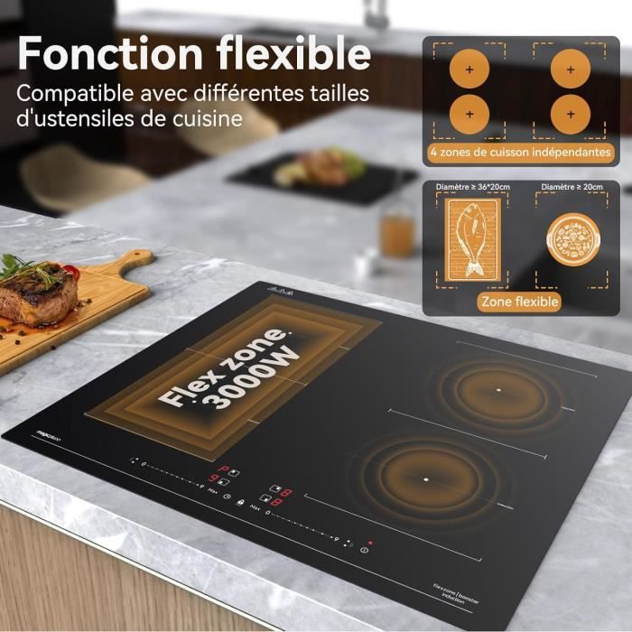 Plaque À Induction 60Cm Avec Deux Zones Flexibles, Plaque À Induction 4 ...