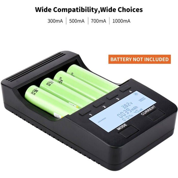 Chargeur Intelligent - LARGEIGHT - Lii-500 - 4 Emplacements - Écran LCD ...