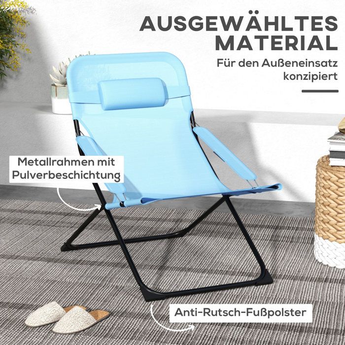 Chaise pliante de jardin - 69 x 91 x 96 cm- Dossier réglable - Cadre en ...