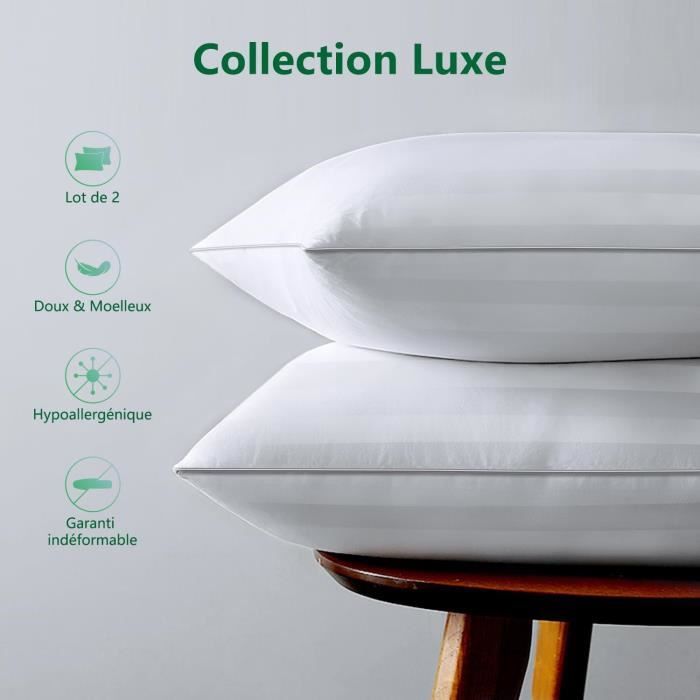 Oreiller 60X60 Cm, Qualité Hotellerie De Luxe Oreillers Confort ...