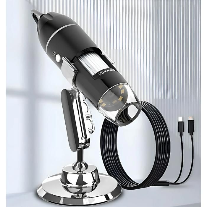 Microscope, grossissement 50-1600X, résolution 1080p, éclairage LED ...