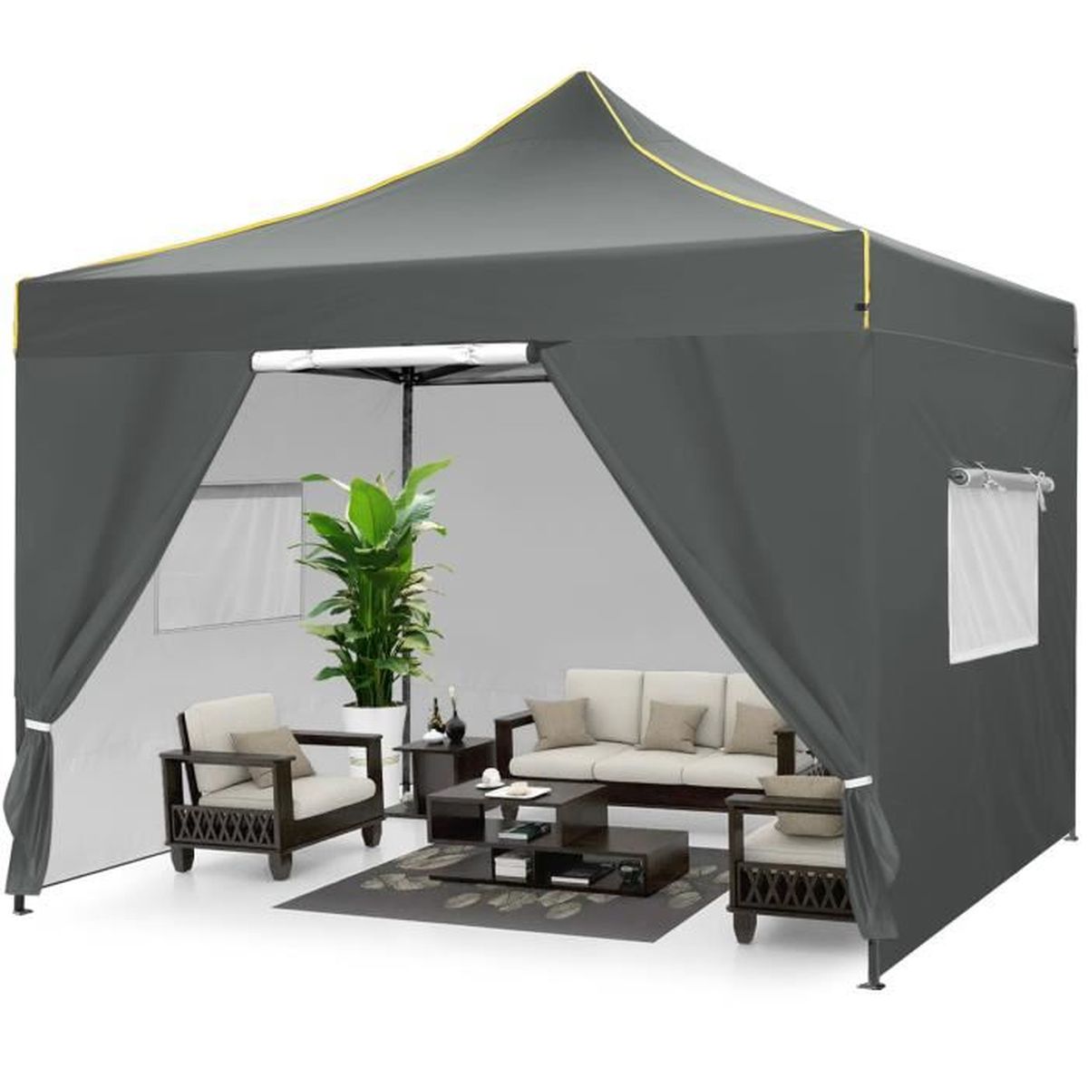 Tonnelle de Jardin Pliante 3x3, Barnum Pop-up étanche avec parois ...