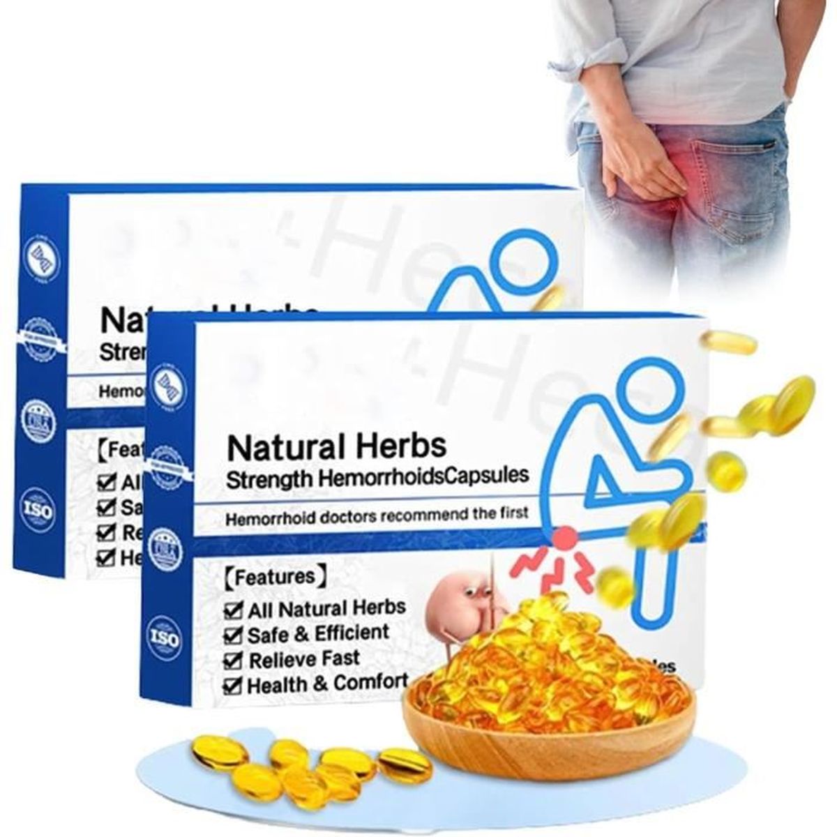 Capsules d'hémorroïdes à base de plantes naturelles Heca, capsules ...