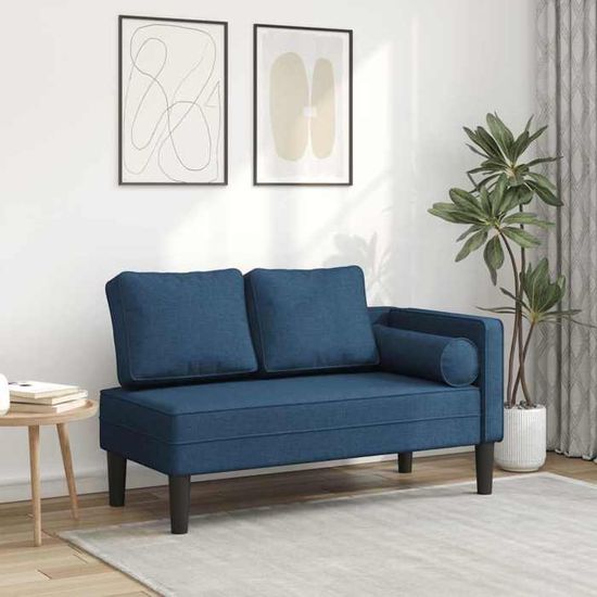 Meridienne salon-Chaise longue - avec coussins bleu tissu - Fauteuil ...